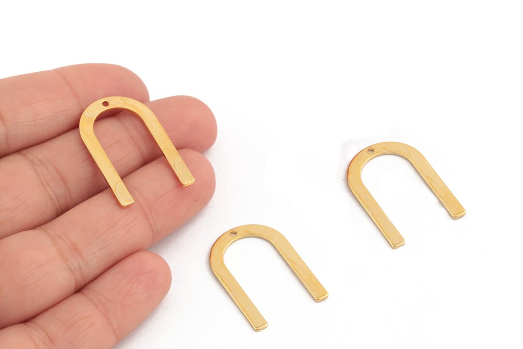 24k Gold Plated U Shaped Pendant, U Shaped Earrings, Jewelry Supplies ...