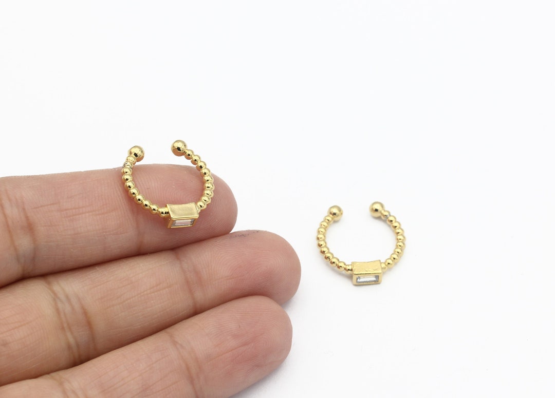 24k Gold Plated Ear Cuff, Ball Ear Cuff, Zircon Ear Cuff, Cartilage Earrings, Gold Plated Ear ...