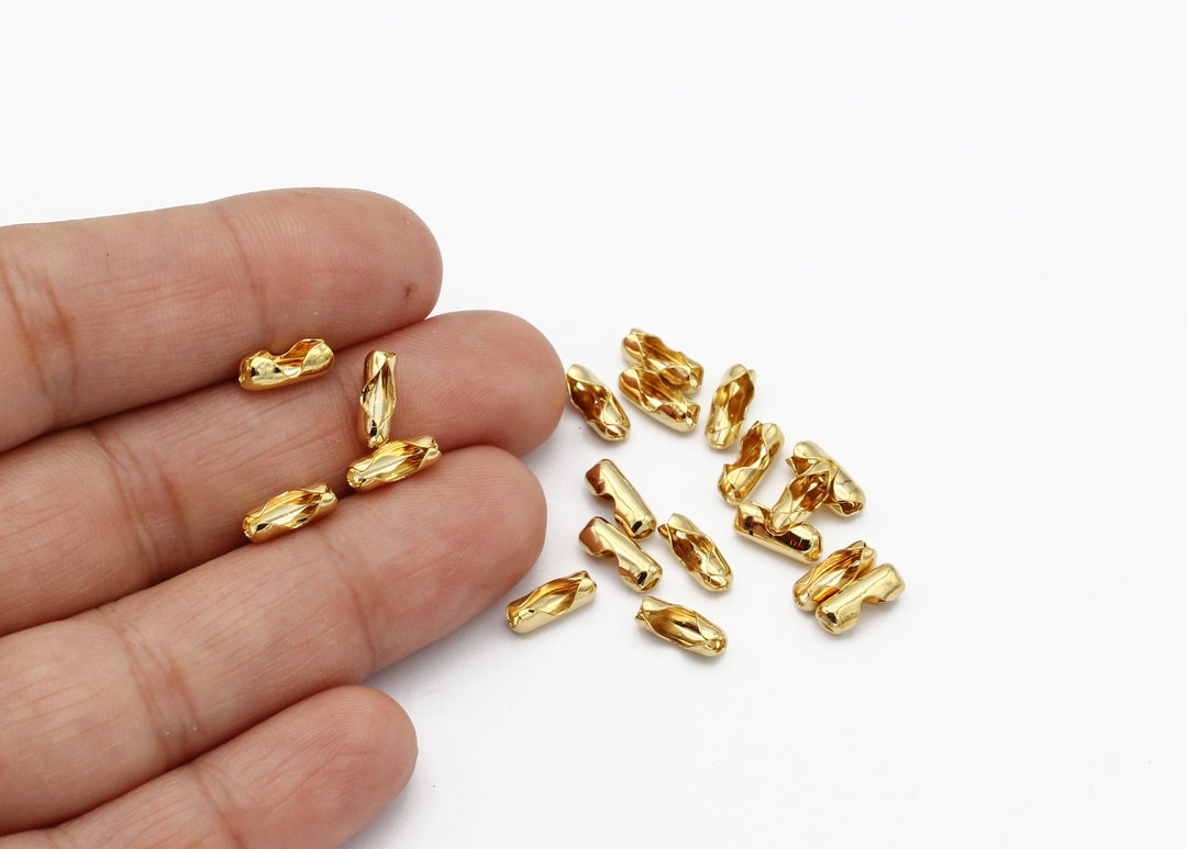 6 Pcs 24k Shiny Gold Plated Ball Chain Connector, Gold Clasp for ...