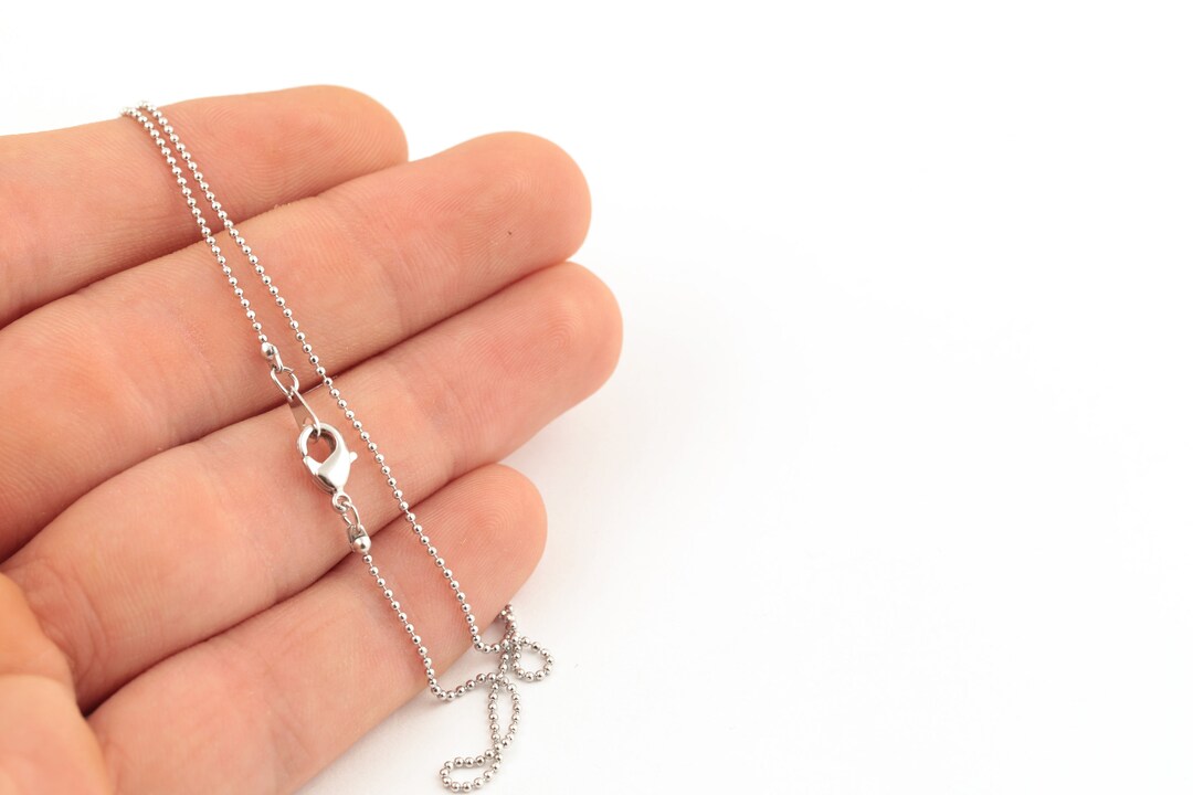 Rhodium Plated Ball Necklace Chain, Dainty Necklace Chain, Finished ...