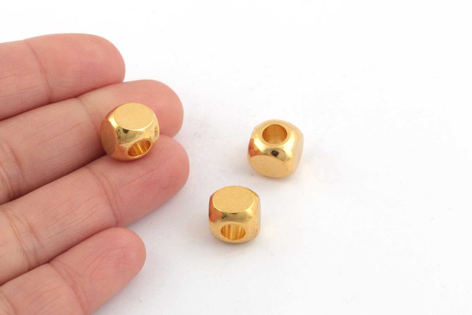 10mm 24k Shiny Gold Plated Cube Beads, Cubic Beads, Cube Spacer Beads ...