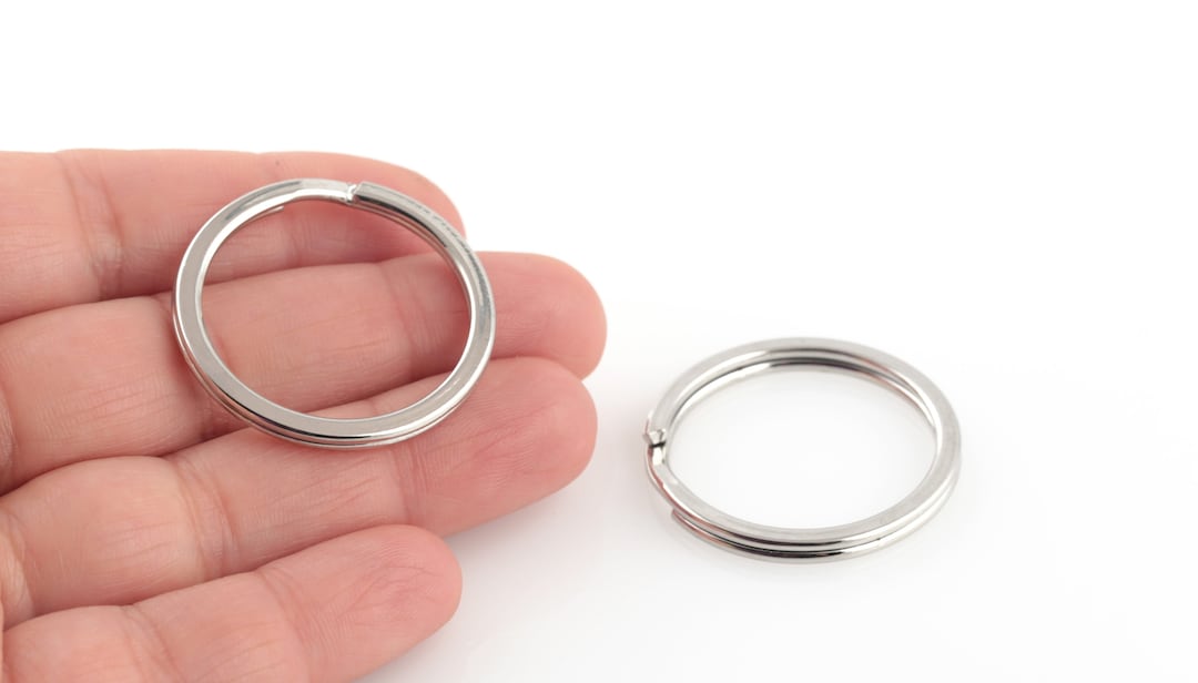 Rhodium Plated Keychain Rings, Split Key Chain Rings, Flat Round ...