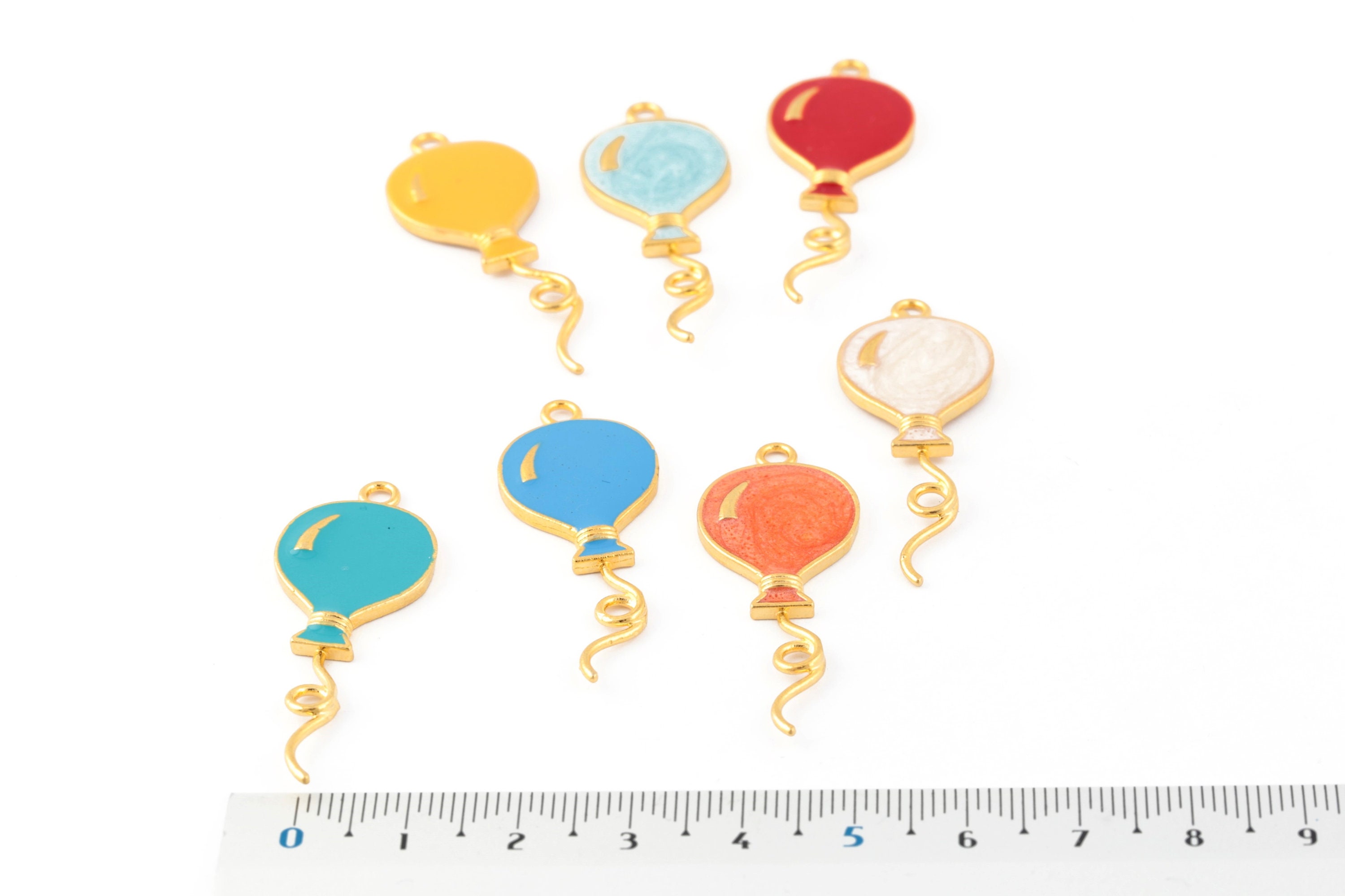 24k Gold Plated Enamel Balloon Pendant, Balloon Charms, Enamel Balloon ...