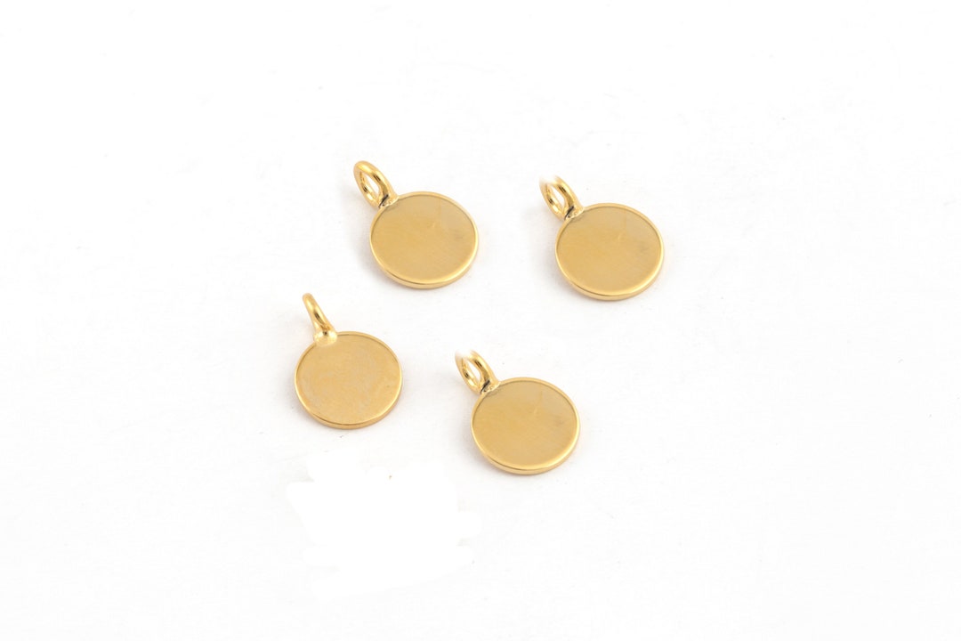 24k Gold Plated Round Disc Charms, Round Disc Pendant, Gold Plated Disc ...