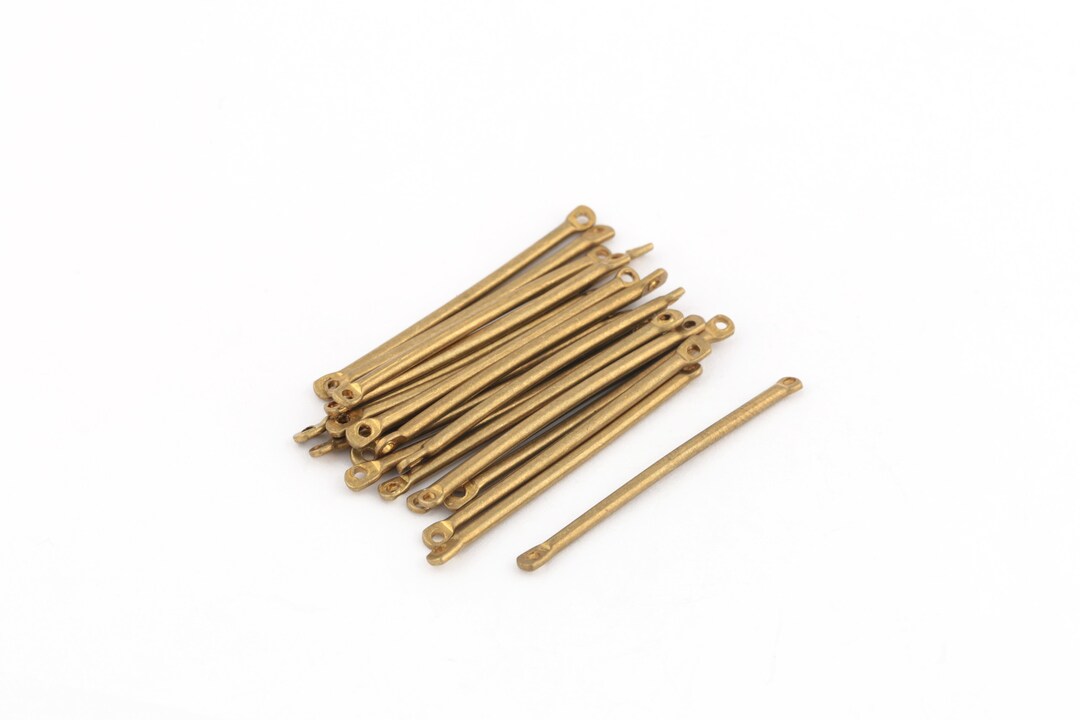 40mm Raw Brass Long Bar, Raw Brass Two Holes Stick Bar, Two Holes Bar ...