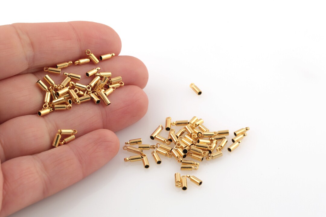 24k Shiny Gold Plated İnner Size 1.5mm End Cap, Huge End Caps, Solid ...
