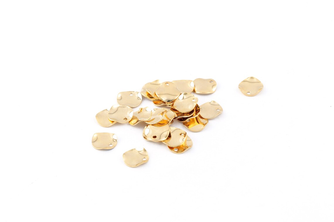 8mm 24k Shiny Gold Plated Wavy Disc Charm 1 Hole Disc - Etsy
