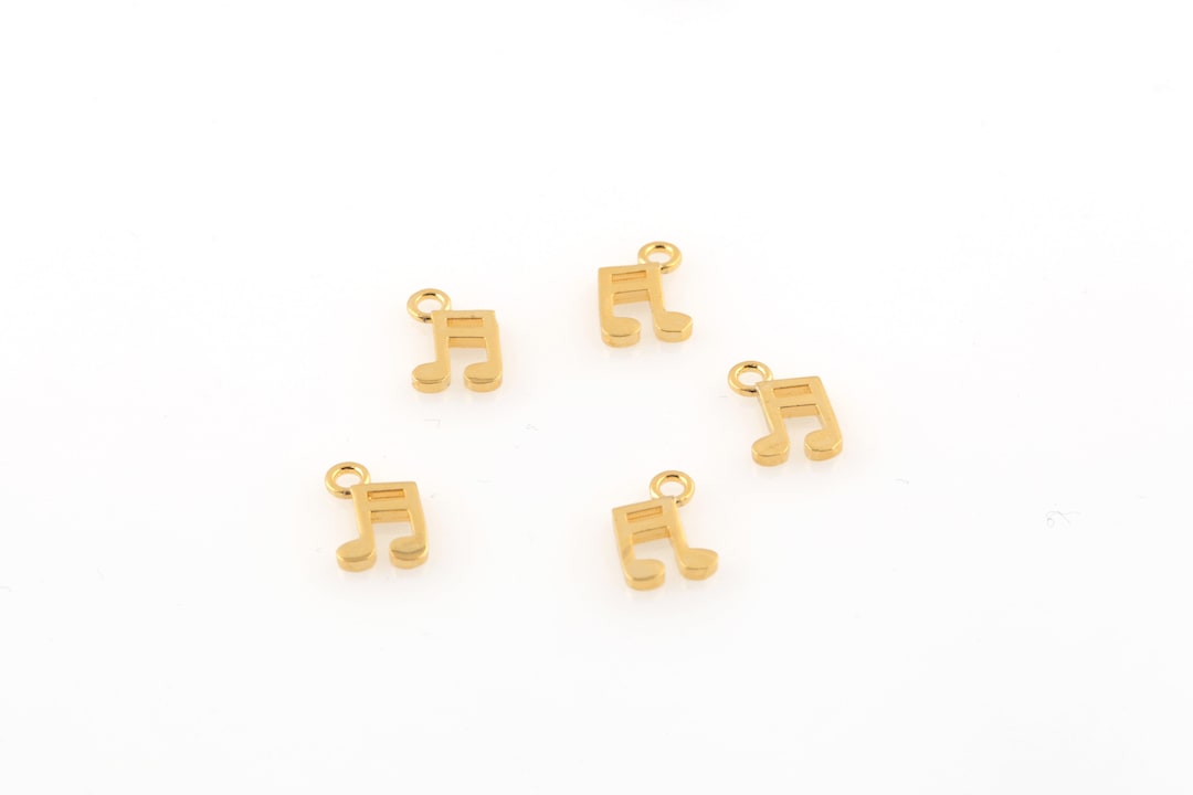 24k Shiny Gold Plated Note Pendant, Gold Plated Note Charms, Musical ...
