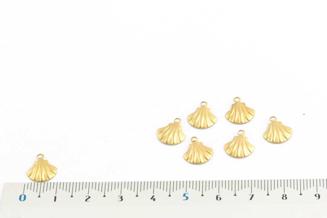 Raw Brass Sea Shell Charm, Tiny Sea Shell Pendant, Summer Charms, Beach ...