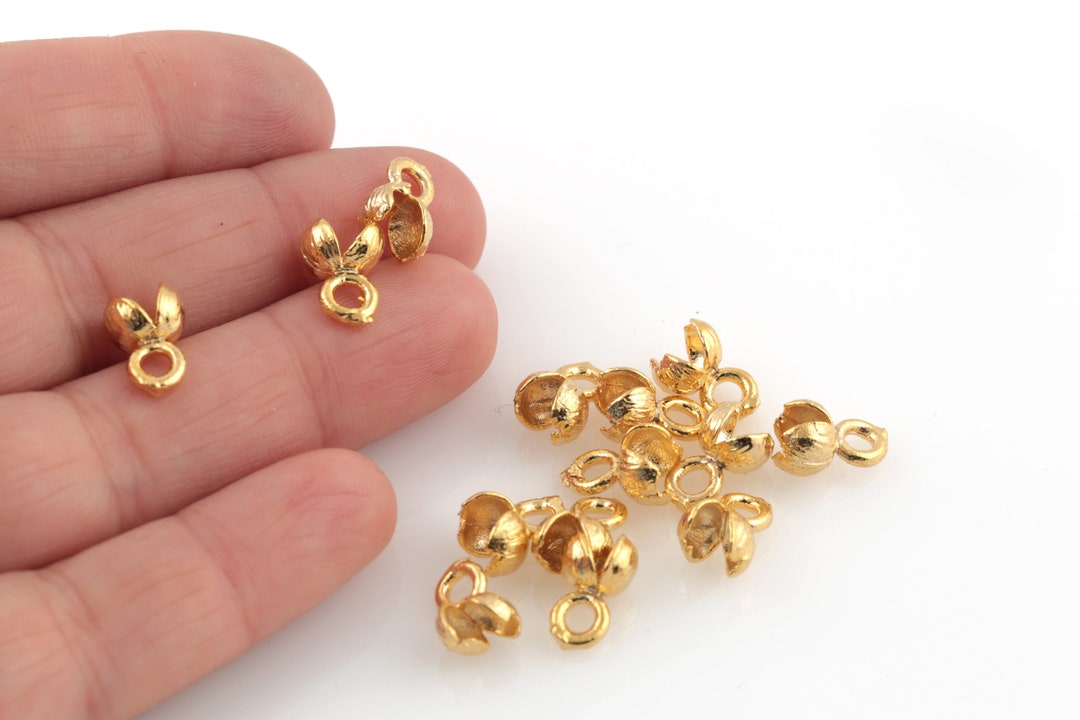 24k Shiny Gold Plated Cord Ends, Gold Plated Crimp Ends, Ball Crimp ...