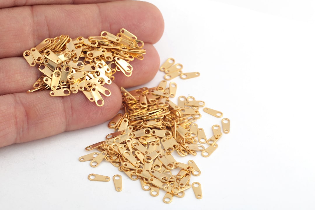 3x8mm 24k Shiny Gold Plated Chain Connector, Cord End, Brass Cord Tip ...