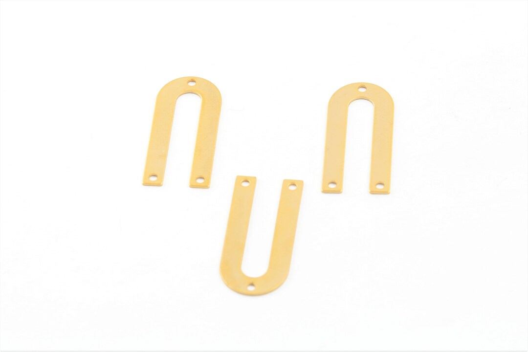 24k Gold Plated U Shaped Pendant, Gold Plated Geometric Charms, U ...
