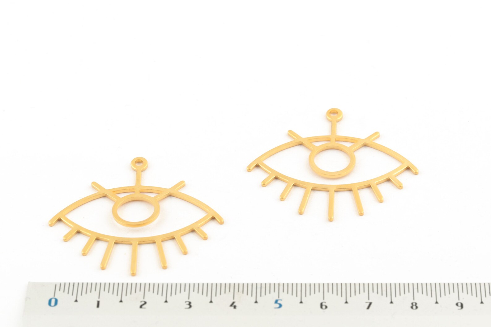 Matt Gold Plated Eye Charm, Matt Gold Plated Eye Necklace, Big Eye ...