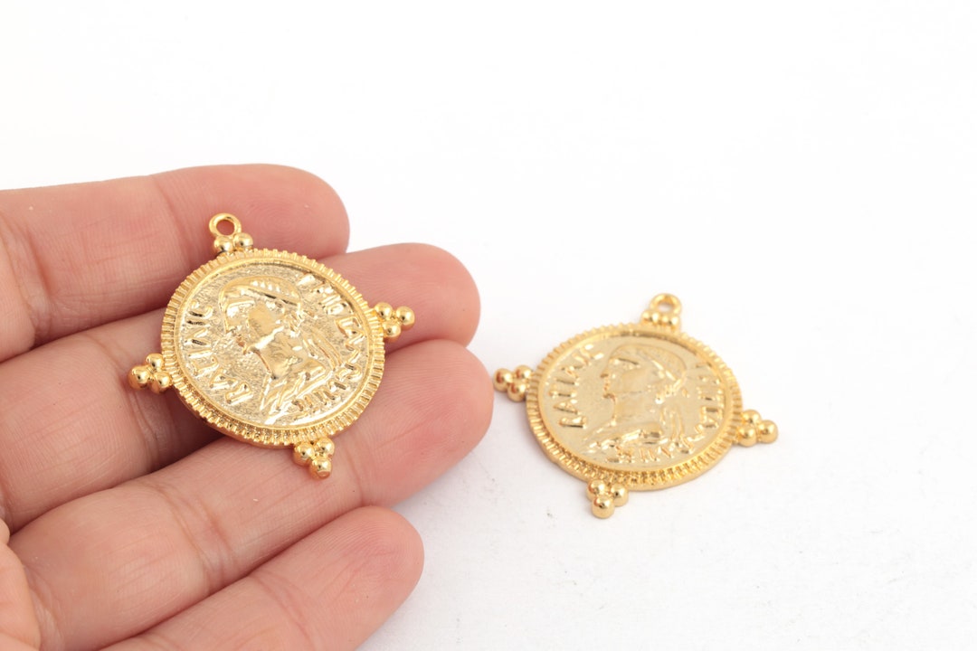 24k Gold Plated Greek Medallion, Ancient Coins, Gold Plated Greek ...