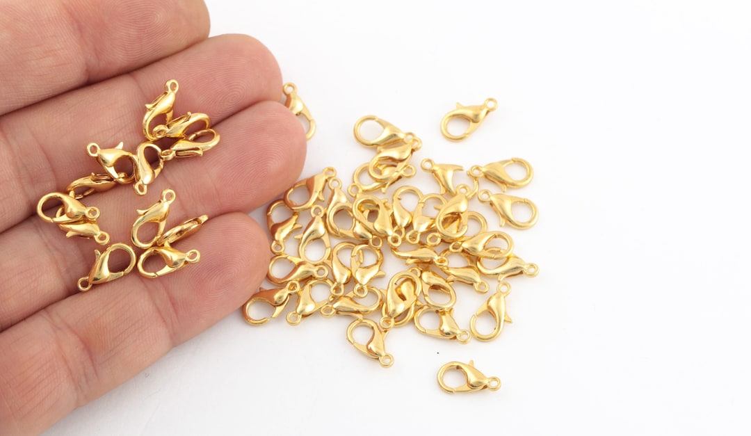 12mm 24k Shiny Gold Plated Parrot Clasp, Lobster Claw Clasp, Necklace ...