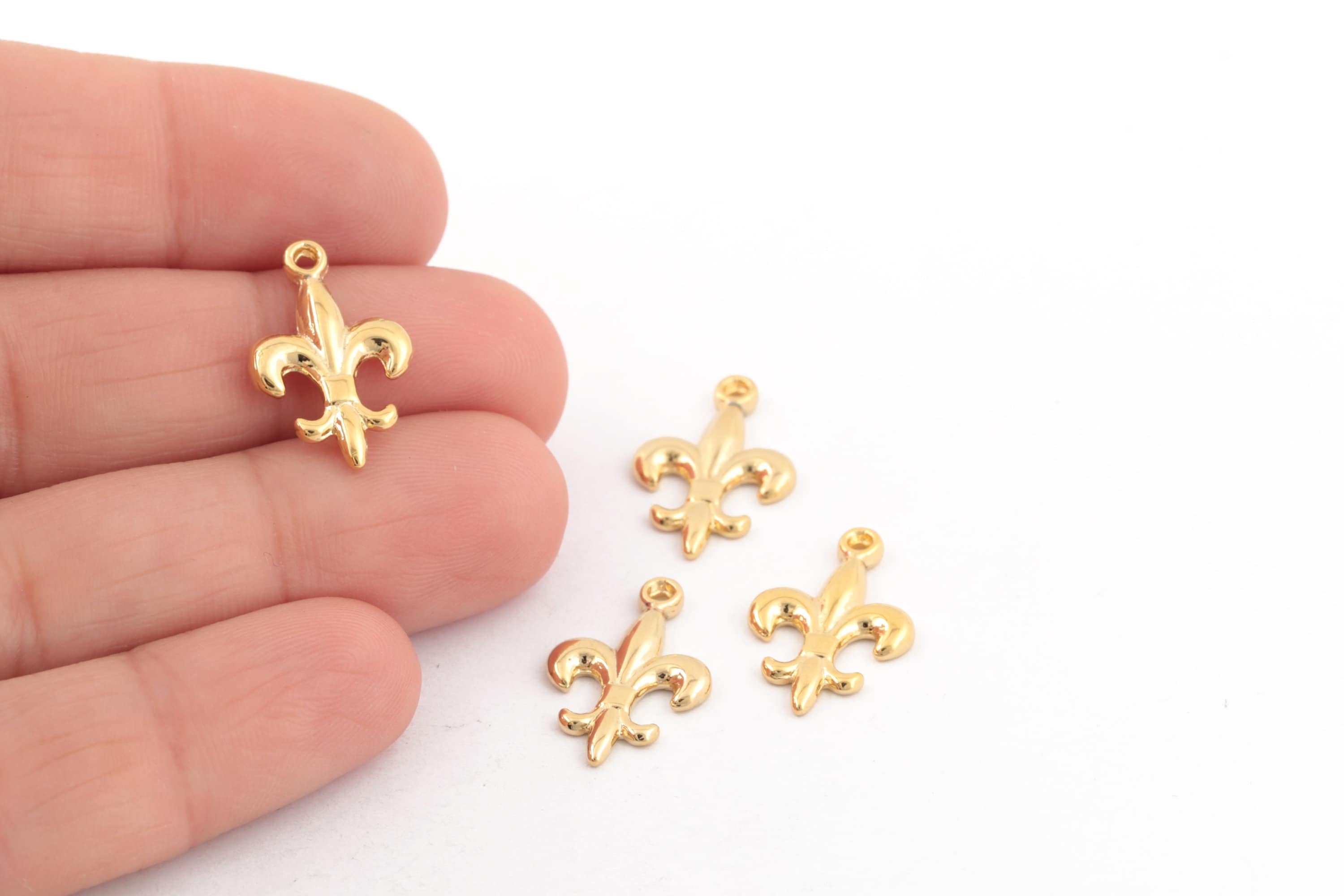 24k Shiny Gold Plated Fleur De Lis Coin Charms Fleur De Lis - Etsy