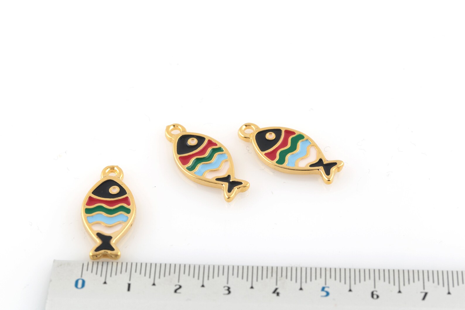 24k Shiny Gold Plated Fish Charms Enamel Fish Pendant - Etsy