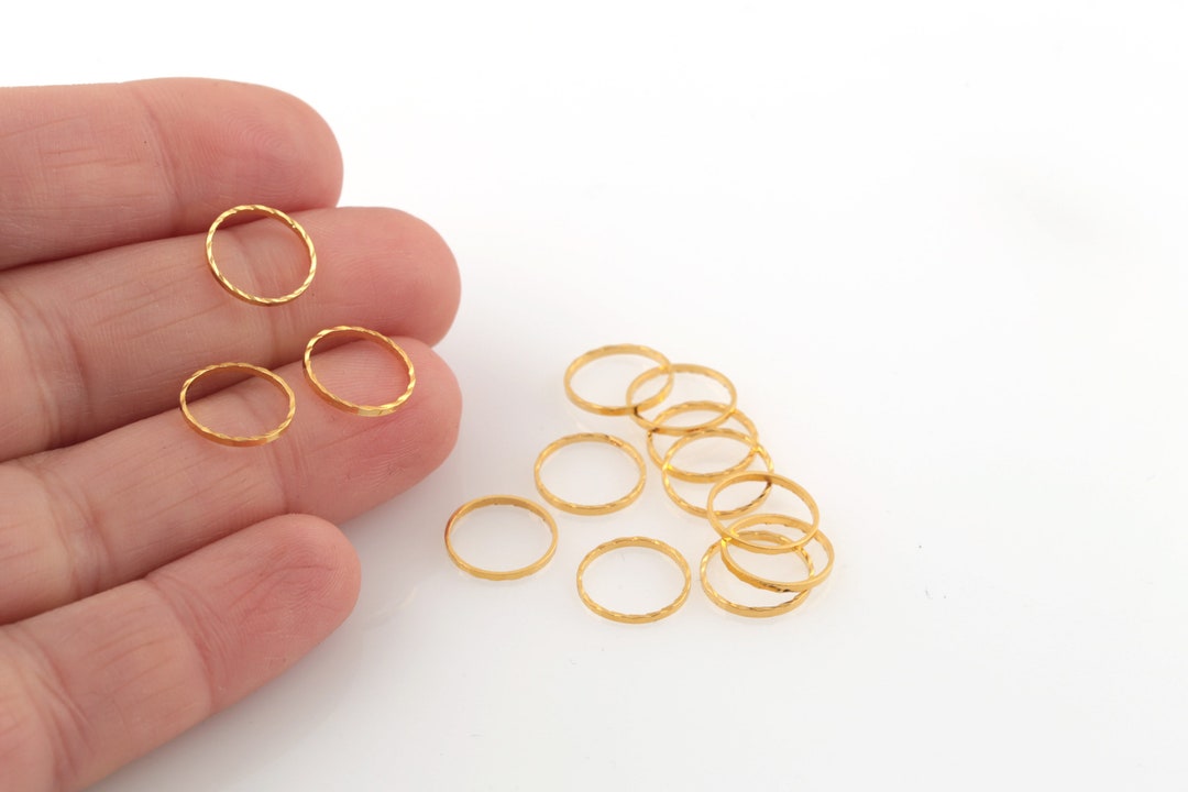 10mm 24k Gold Plated Knurled Ring, Circle Connector, Gold Plated Hoops ...