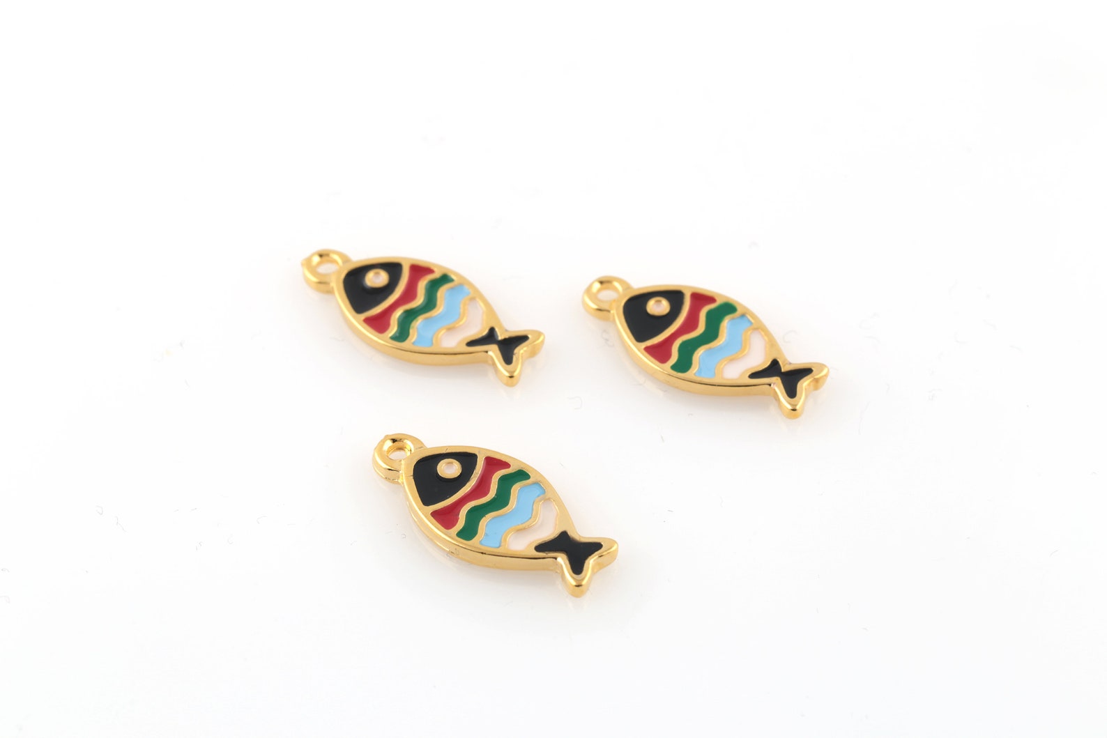 24k Shiny Gold Plated Fish Charms Enamel Fish Pendant - Etsy