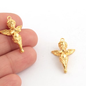 24k Gold Plated Baby Angel Charm, Angel Pendant, Gold Plated Angel ...