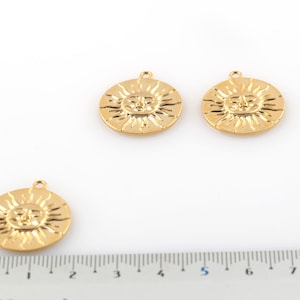24k Gold Plated Sun Face Charm, Sun Face Pendant, Medallion Sun Charm ...