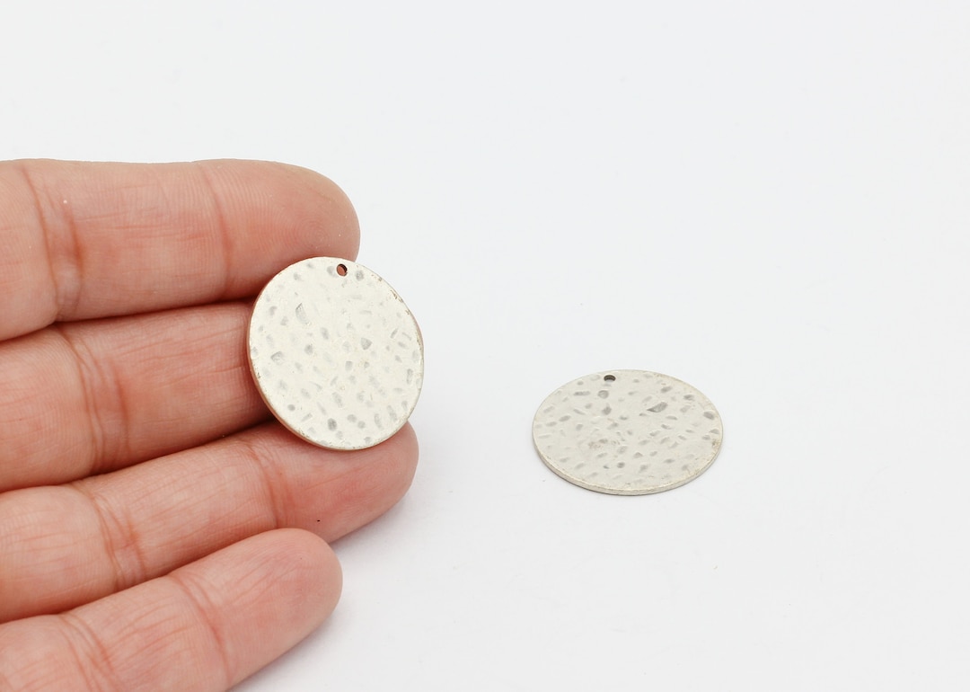 22mm Antique Silver Hammered Disc, Hammered Circle Disc, Antique Disc ...