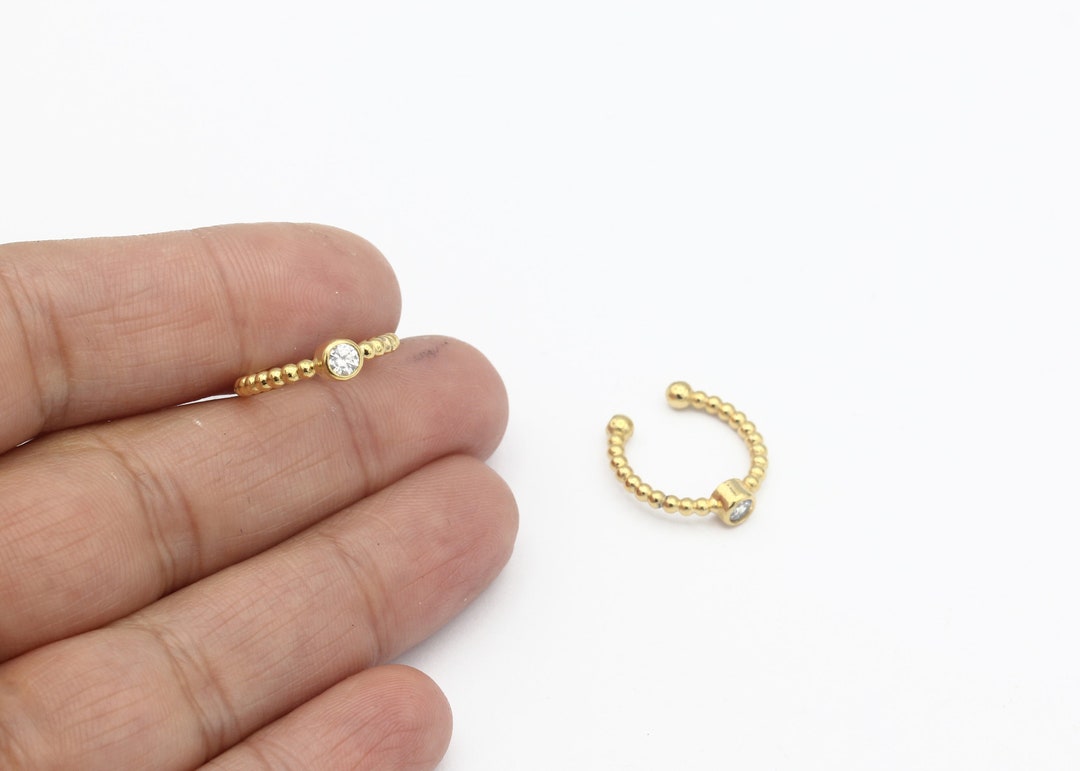 24k Gold Plated Ear Cuff, Ball Ear Cuff, Zircon Ear Cuff, Cartilage Earrings, Gold Plated Ear ...