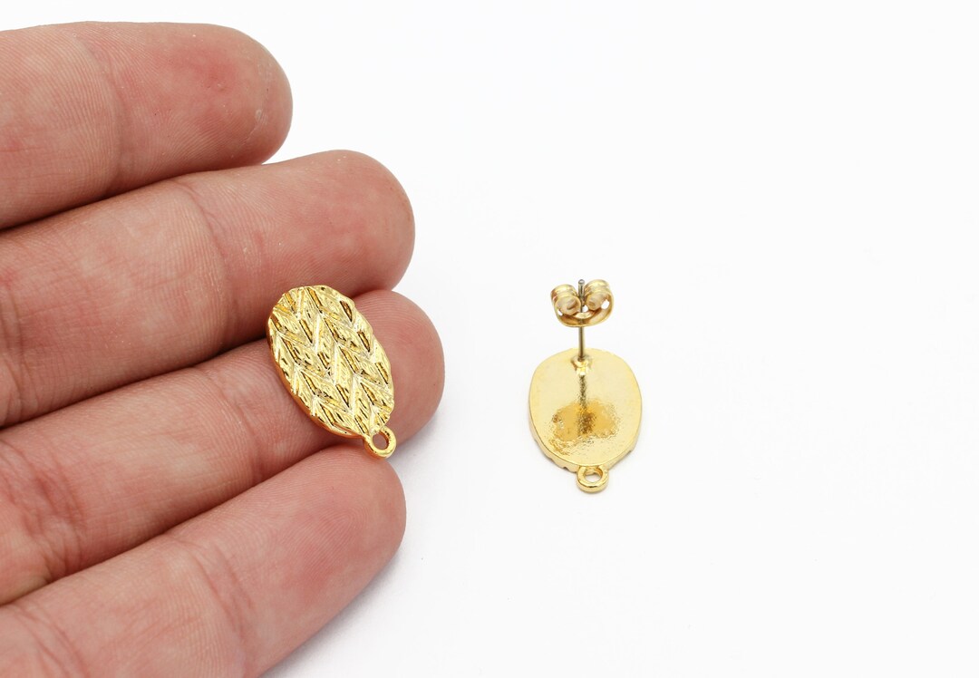 24k Gold Plated Hammered Drop Earrings, Drop Earring Post, Drop Earring ...