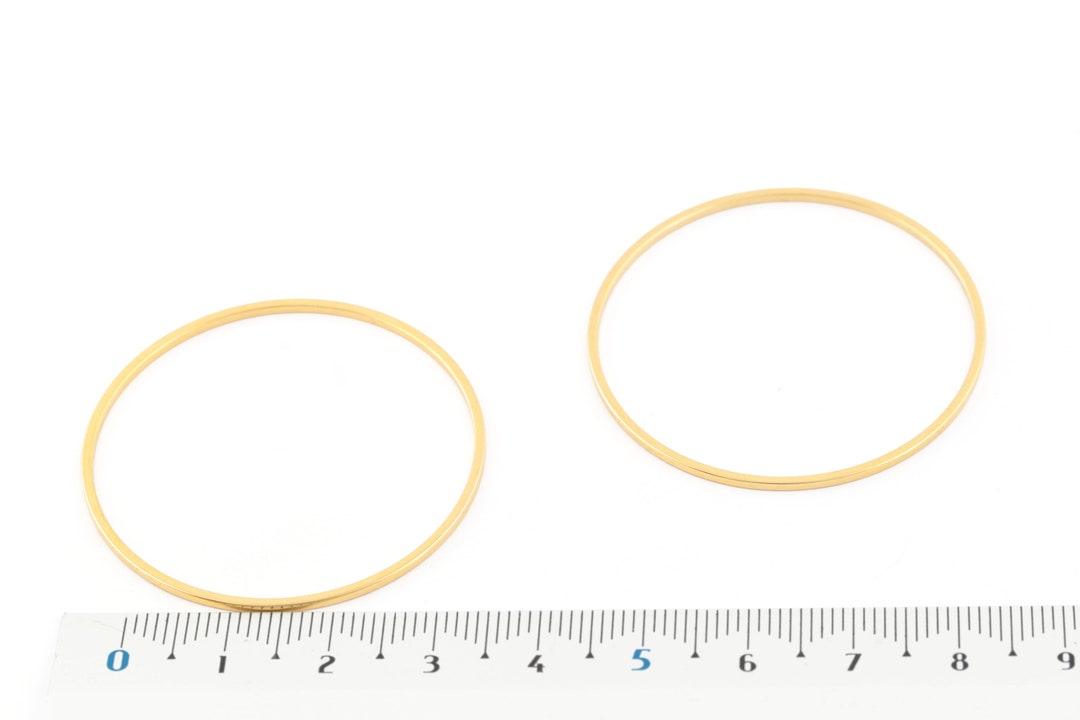 40mm 24k Gold Plated Closed Ring, Circle Connector, Gold Plated Hoops ...