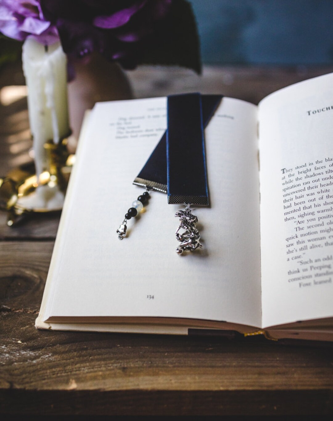 Alien Bookmark | Dark Blue Velvet Ribbon Bookmark |ribbon Bookmark ...