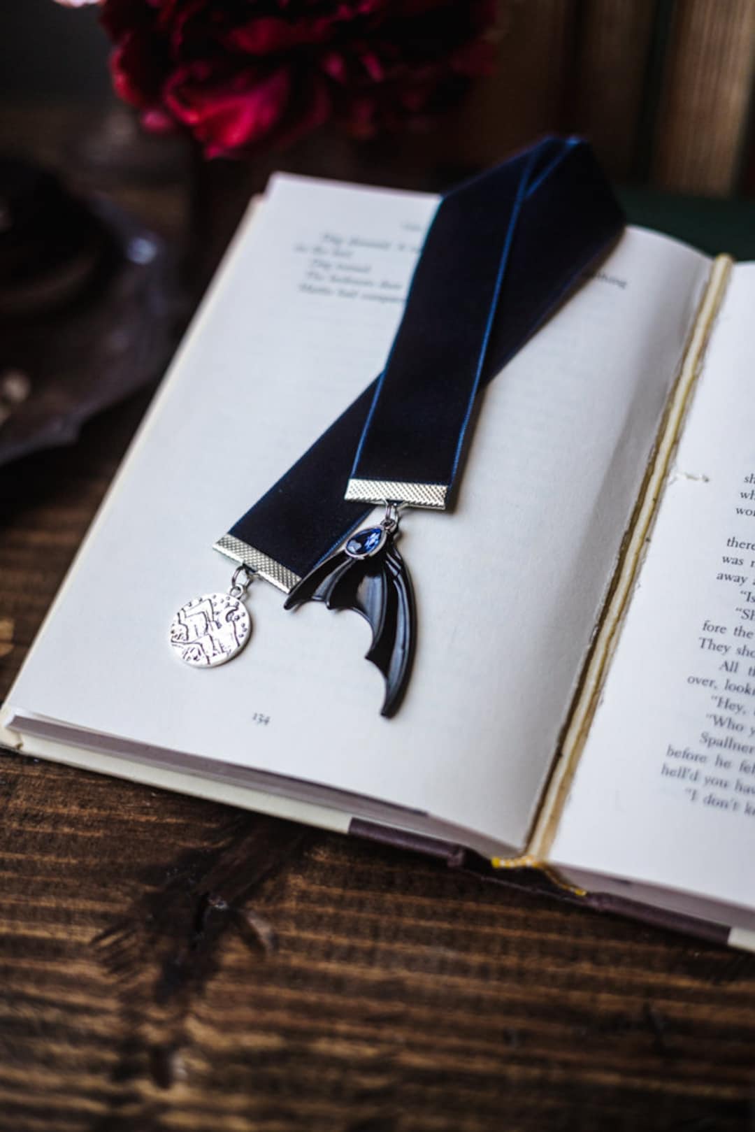Azriel, Dark Blue Velvet Ribbon Bookmark, Bookish Gift,reader Gift ...
