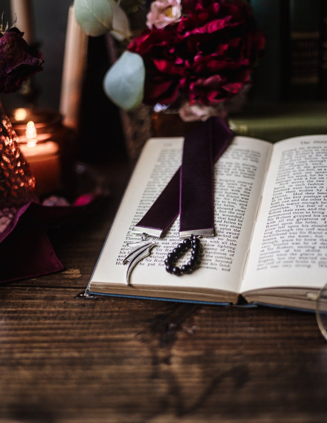 Rhapsodic, Dark Plum Velvet Ribbon Bookmark, the Bargainers Series ...