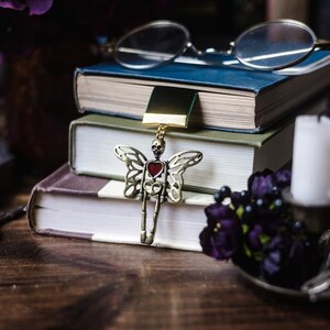 Whimsigoth Bookmark: Dark Green Velvet Ribbon, Skeleton & Mushroom ...