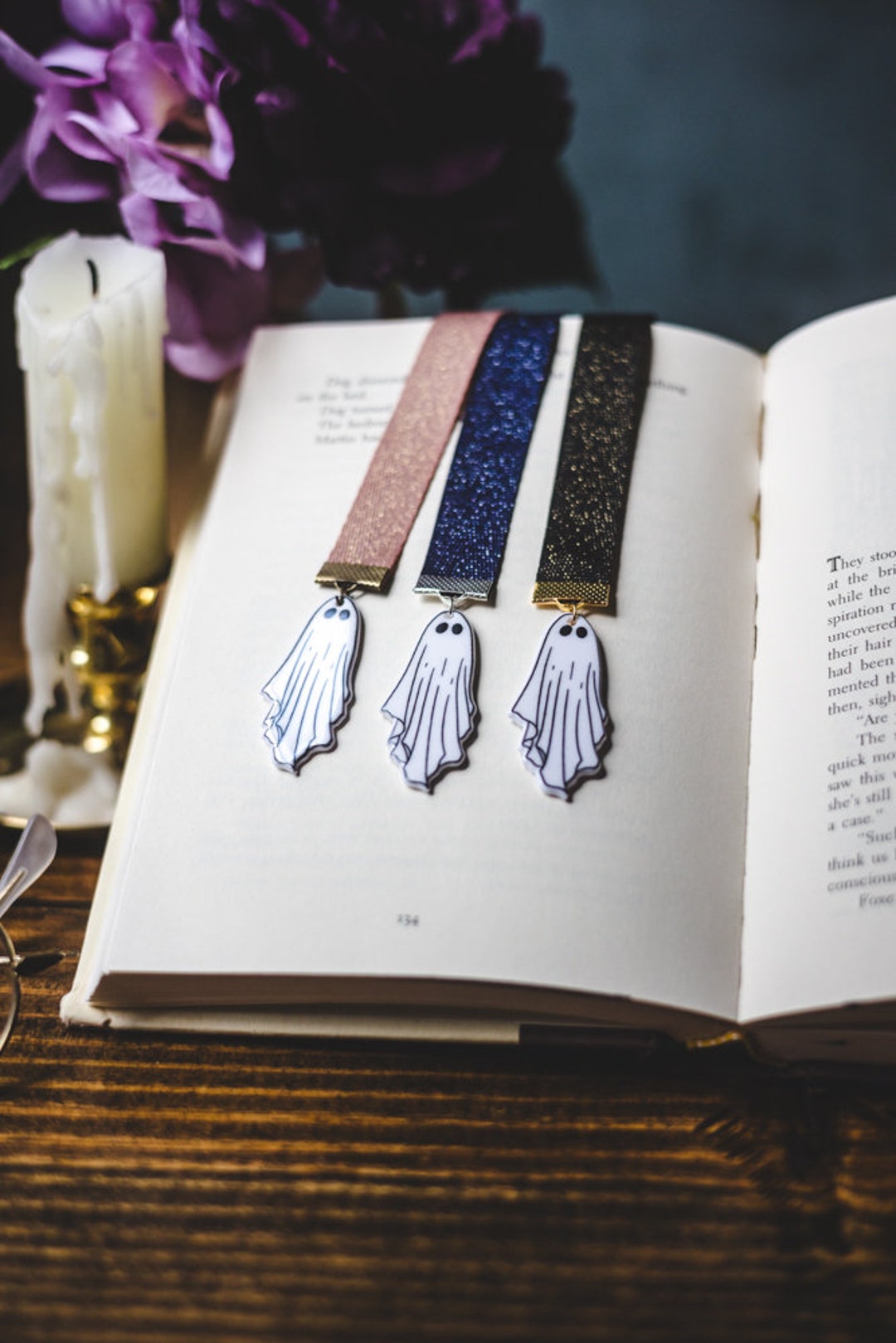 Ghost Charm Ribbon Bookmark: Spooky Book Lover Gift - Etsy