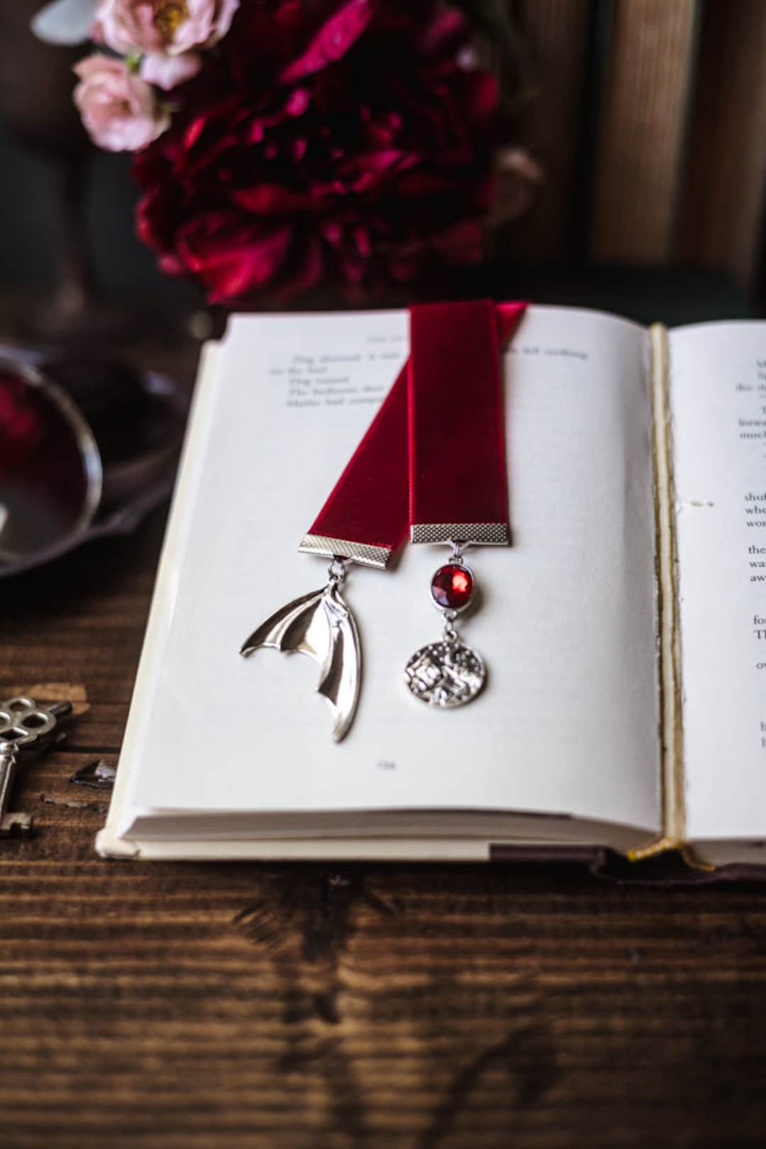 Cassian, Dark Red Velvet Ribbon Bookmark, Bookish Gift, Book Lover Gift ...