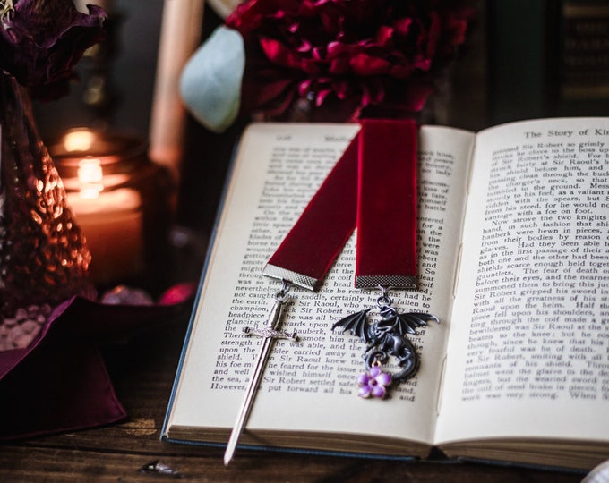 Manon, Dark Red Velvet Ribbon Bookmark, Bookish Gift, Book Lover Gift ...