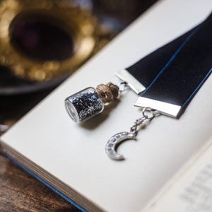 Stardust, Dark Blue Velvet Ribbon Bookmark, Celestial Inspired Bookmark ...