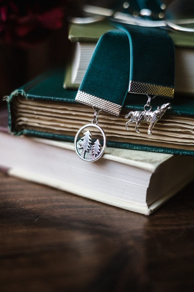 Twilight Inspired Green Velvet Ribbon Bookmark: Wolf or Vampire Charm ...