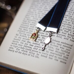 Beauty and the Beast Inspired Blue Velvet Ribbon Bookmark, Belle ...