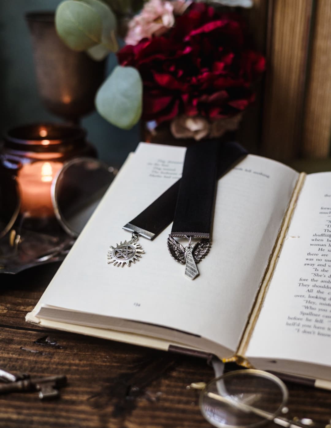 Castiel Supernatural Bookmark: Black Velvet Ribbon, Anti-possession ...
