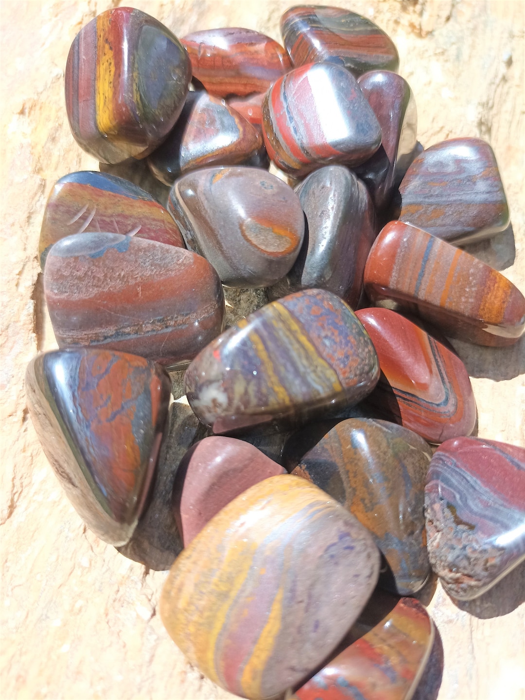 Rolled Stone of Jasper Eye of Iron, Lithotherapy - Etsy