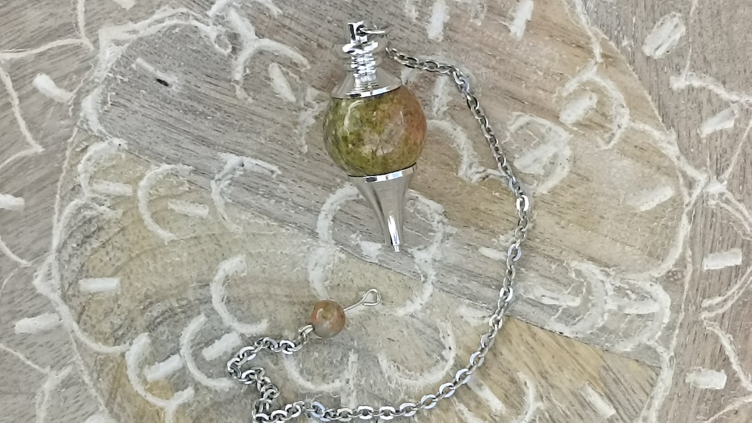 Unakite Spherical Pendulum, Natural Stone Dowsing - Etsy
