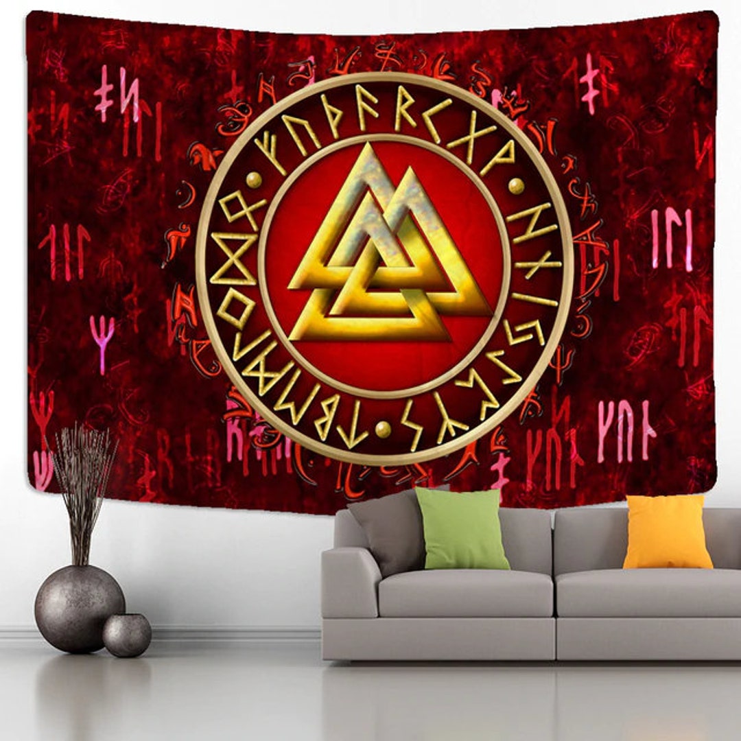 Vikings Triquetra Runes Wall Hanging Decoration Celtic Tapestry Odin - Etsy