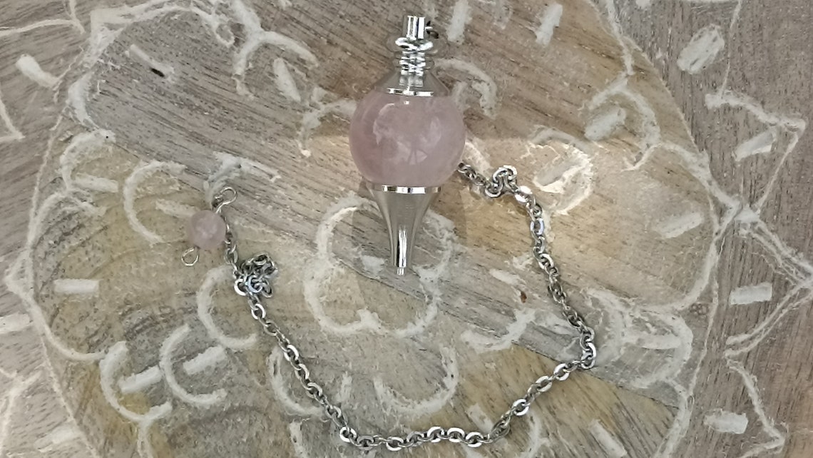 Rose Quartz Spherical Pendulum, Natural Stone Dowsing - Etsy