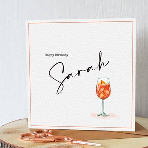 Cocktail Birthday Card for Her. Aperol Cocktail. Personalised ...