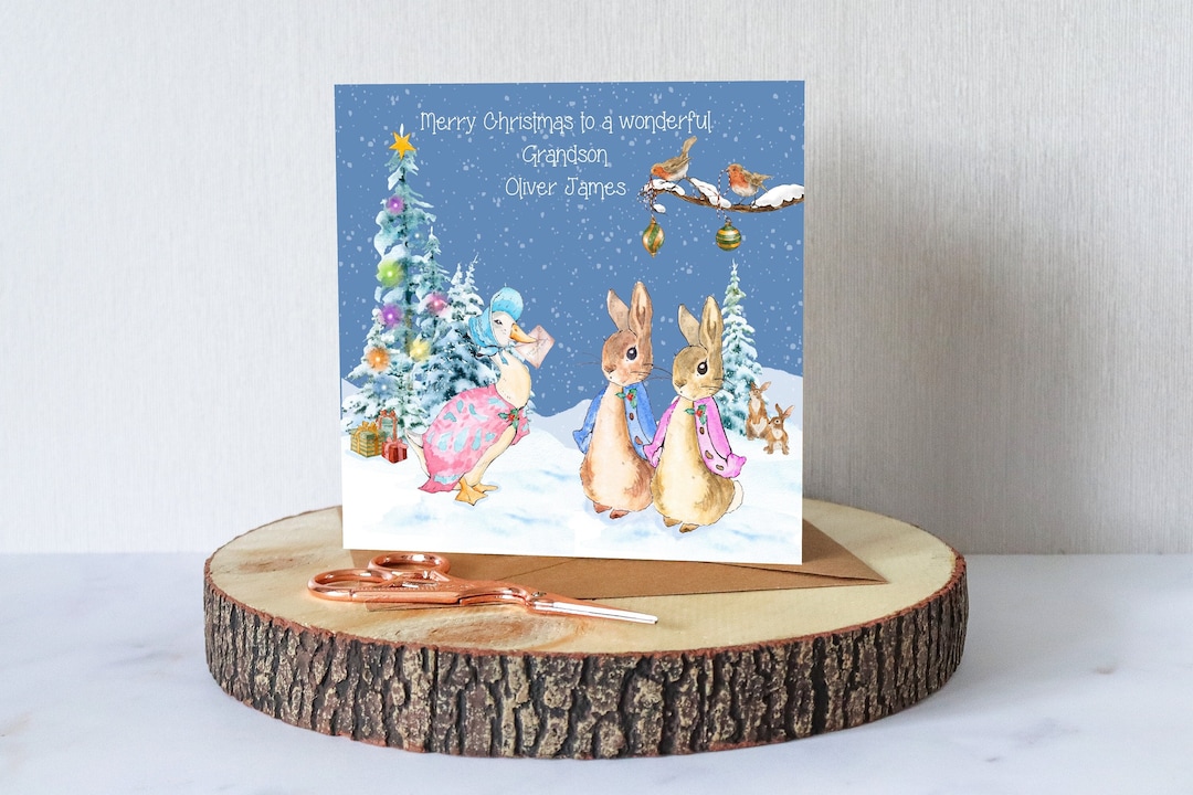 Peter Rabbit Christmas Card for Boy or Girl. Personalised. Featuring ...