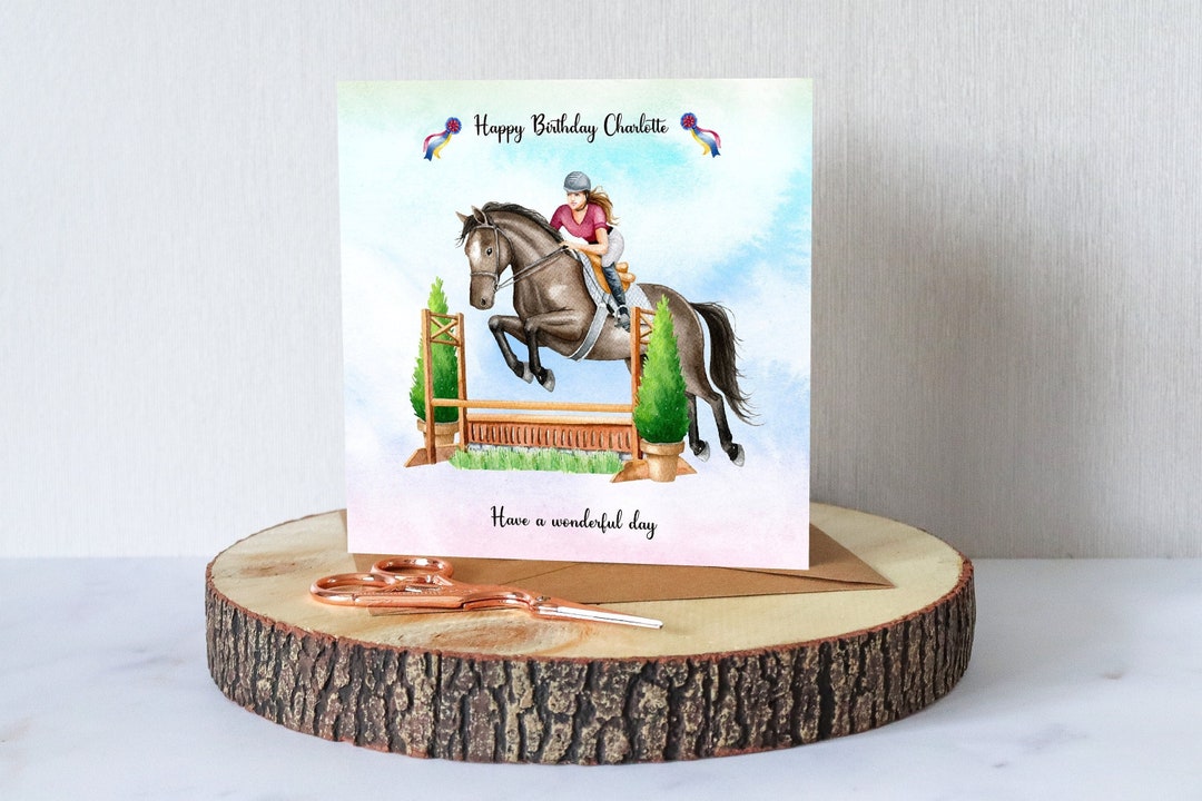 Horse Riding Birthday Card. Show Jumping. Add Any Name and - Etsy