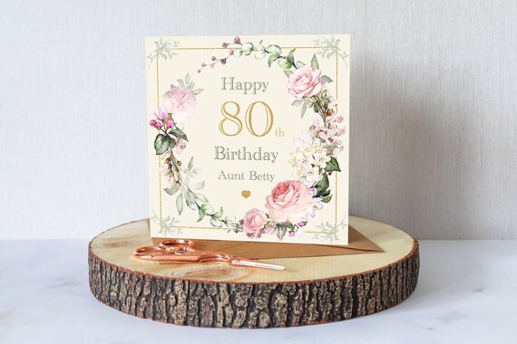 80th Birthday Card For Her Personalised With Your Chosen Etsy