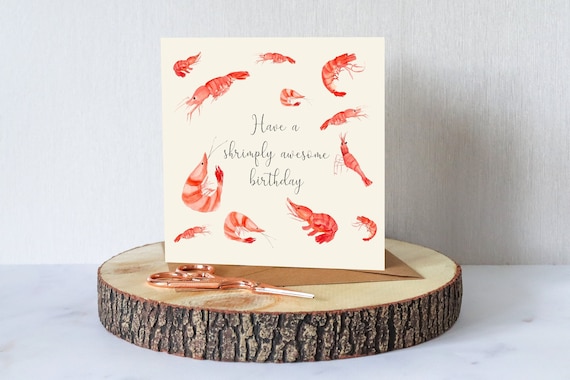 Funny Shrimp Birthday Card. A Shrimply Awesome Birthday. for | Etsy