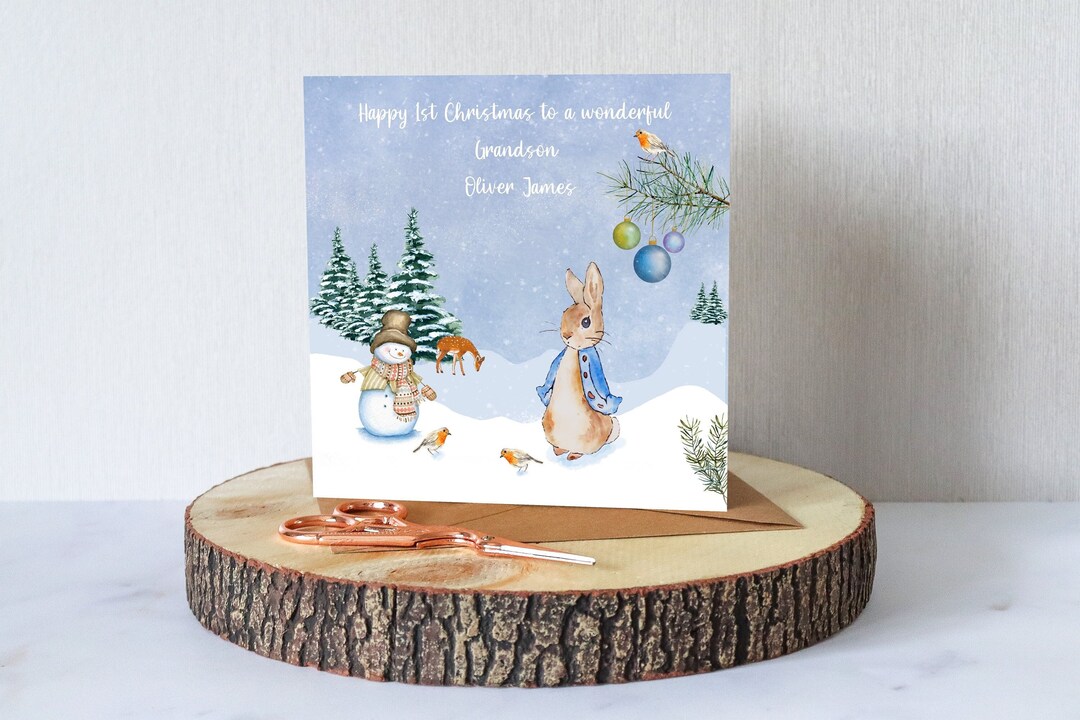 Peter Rabbit 1st Christmas Card for Little Boy or Girl. Son, Grandson ...